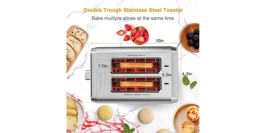 whall W056 Toaster 2 slice Stainless Steel Toasters (Open Box)