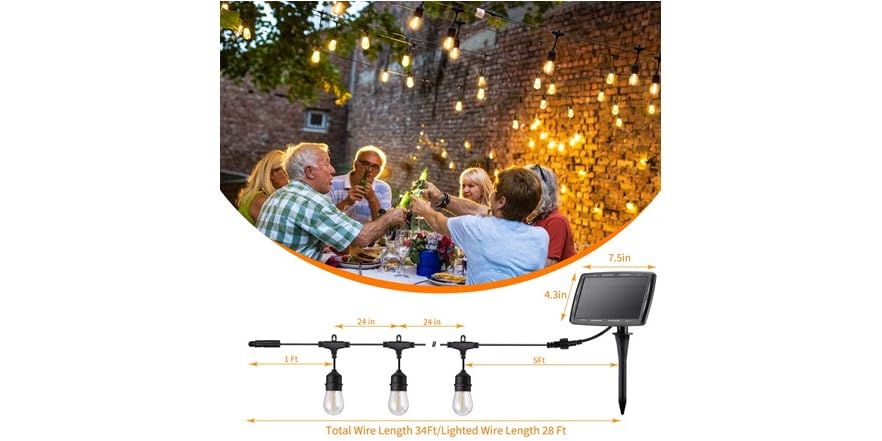 Brightown Solar String Lights 34FT