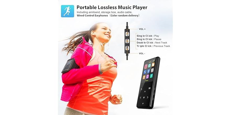 Safuciiv MP3 Player, 64GB MP3 Players with Blue