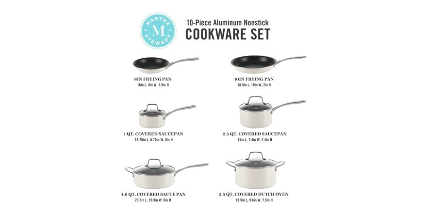 Martha Stewart Nonstick 10-Pc Cookware Set