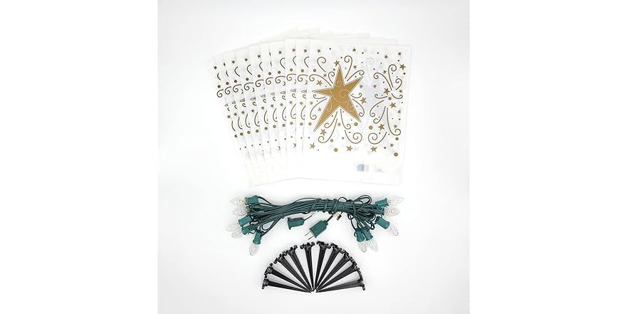 Electric Luminaria Kit, Gold Star - Set of 10