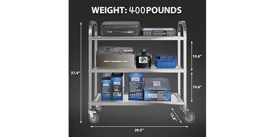 Amarite 3 Shelf Stainless Steel cart