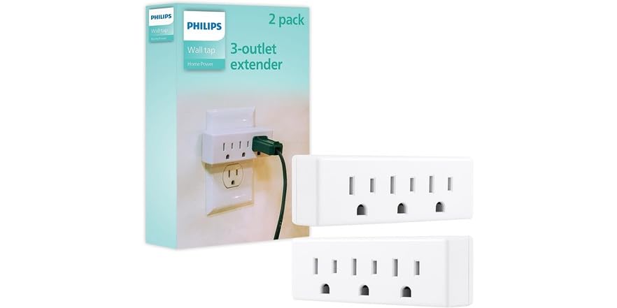 (4/6/8/10 Pack) Philips 3-Outlet Extender