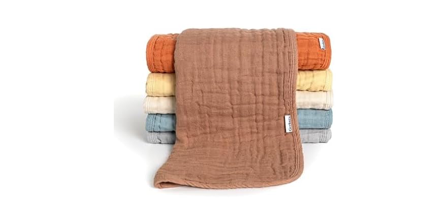 Gerber Gerber Baby Unisex Muslin Burp Cloths 6-Pack, Mul