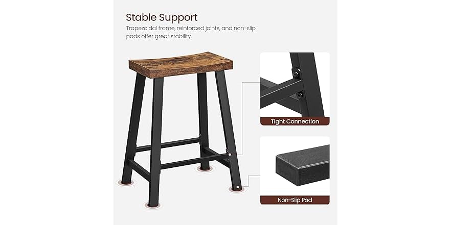 VASAGLE Bar Stools, Set of 2 Bar Chairs