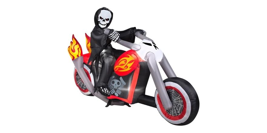 6' Grim Reaper on Flaming Chopper Motorcycle