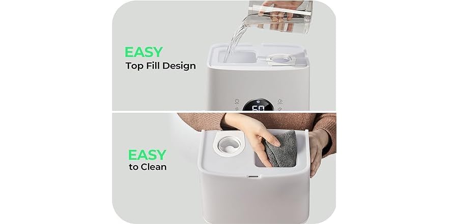 Homvana Humidifiers for Bedroom Large Room, 6.5L Top-Fill Warm & Cool ...