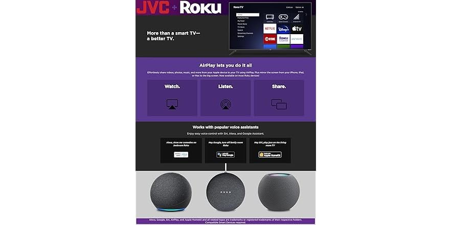 JVC 32" 720p Roku Smart TV (LT-32MAR205)