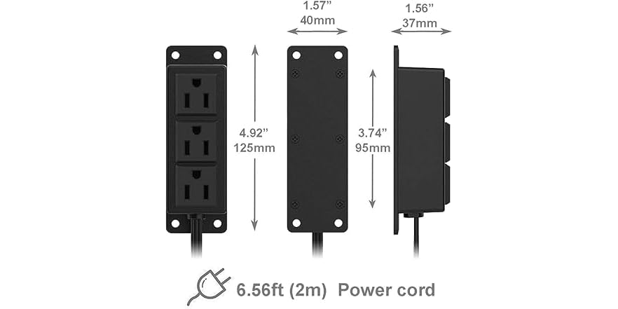 3 AC Outlet Surface Mounted Power Strip