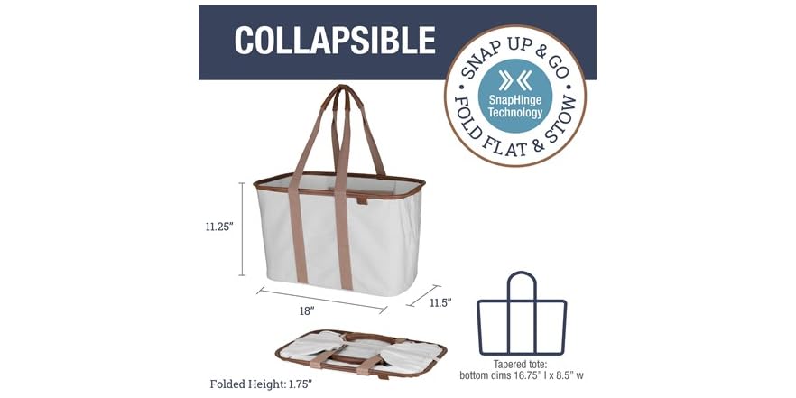CleverMade Luxe 30L Collapsible Tote, Pick Color