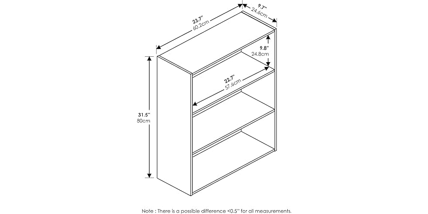 Furinno 3-Tier Bookcase Steam Beech