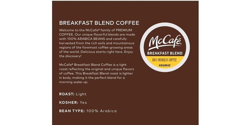 McCafe Breakfast Blend K-Cup, 24/bx