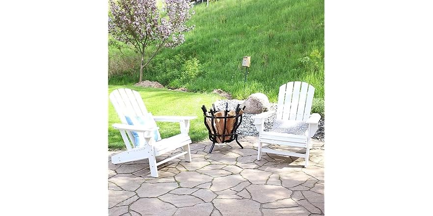 Sunnydaze Adirondack Chairs w/Cup Holder, White