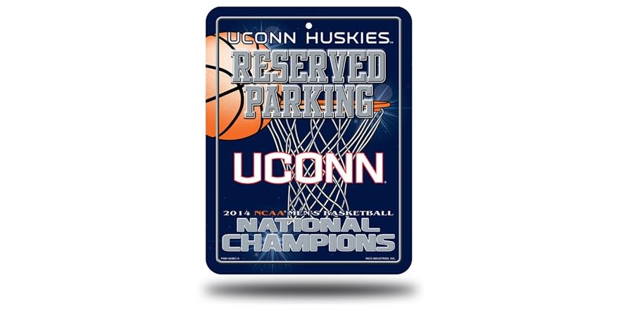 UConn NCAA Champions Metal Parking Sign