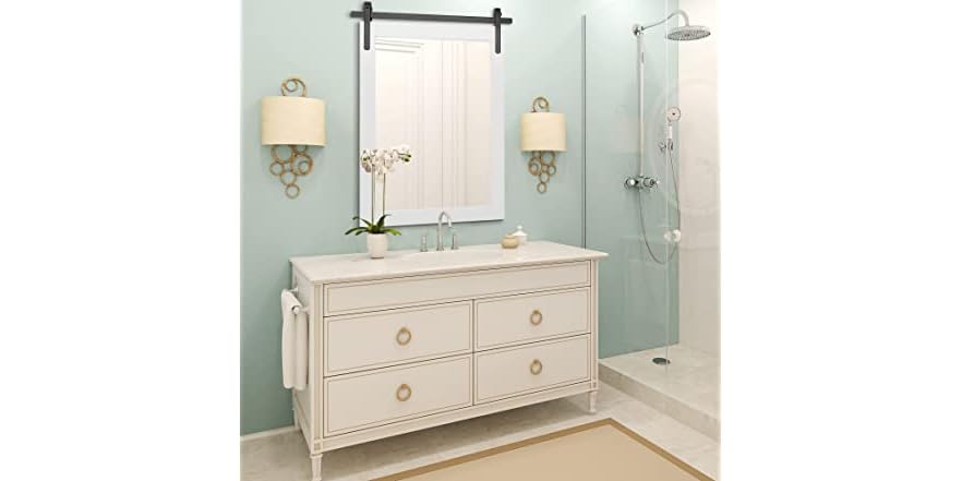 Clavie Rustic Farmhouse Mirror, White