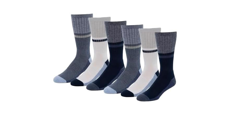 Amazon Men's CREW SOCK, 6 Pairs