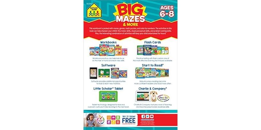 School Zone Big Workbook-Mazes & More