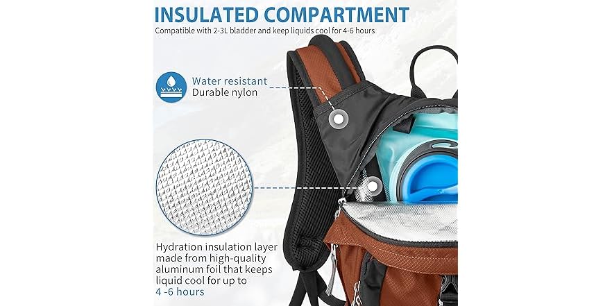 GELINDO Insulated Hiking Hydration Backpack