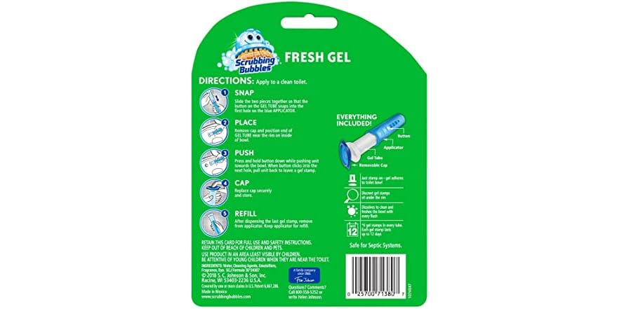 (6 Stamps) Scrubbing Bubbles Fresh Gel Toilet Bowl Cleaning Stamps