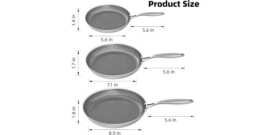 Stainless Steel Induction Frying Pan Set