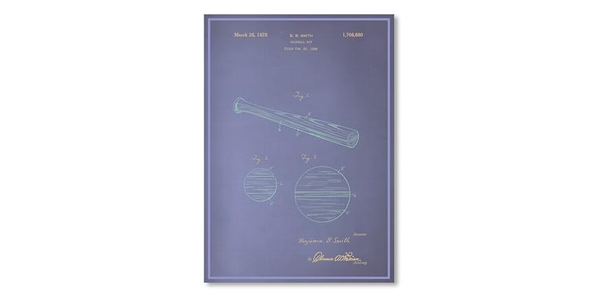 Blueprints Baseball Bat Poster 18" x 24"