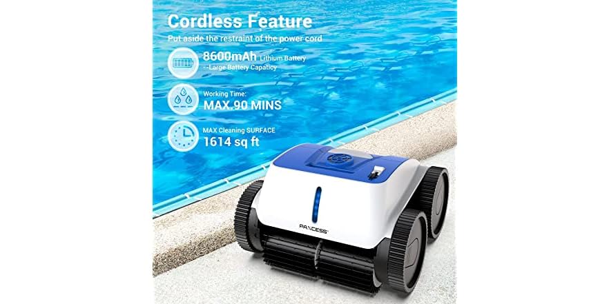Paxcess Cordless 8000 Robotic Pool Cleaner Blue/White (Open Box)