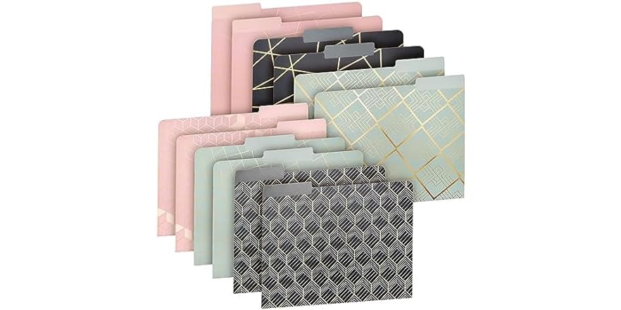 12 Pack Gold Foil Decorative File Folders