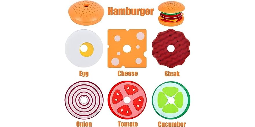 Wooden Burger Sandwich Stacking Toys