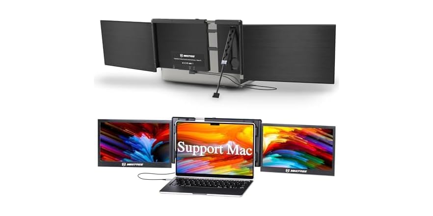 Maxfree T2 13.3" Triple Portable Monitor for Laptop - Dual Screen ...