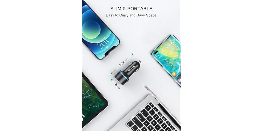 (2 Pack) QGeeM 91W USB-C Car Cigarette Adapter