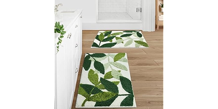 2 Piece Green Bathroom Rug Set