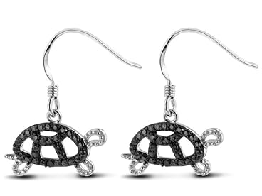 Black Diamond Turtle Earrings