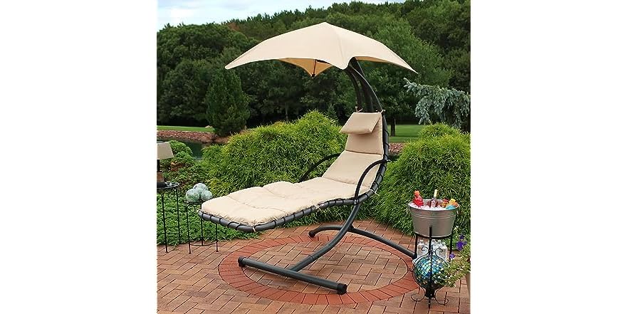 Sunnydaze Floating Chaise Lounger Chair with Canopy