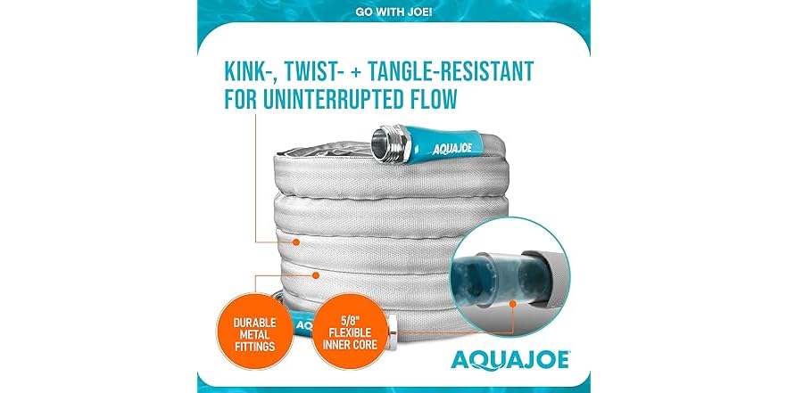 Aqua Joe Flexible, Kink-Resistant Garden Hose