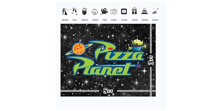 Pizza Planet Party Backdrop 5x3ft
