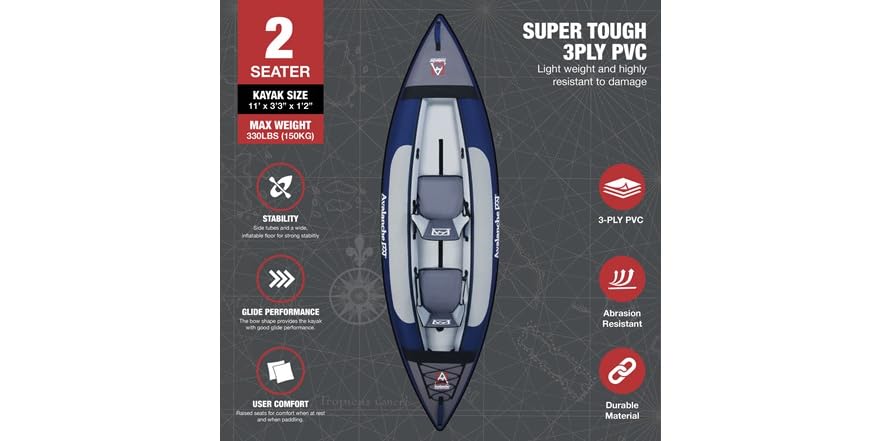 Avalanche Voyager 2P Inflatable Kayak Set