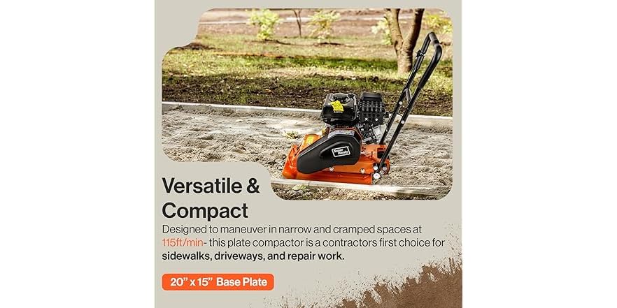 SuperHandy Plate Compactor - 7HP 4-Stroke Gas Engine