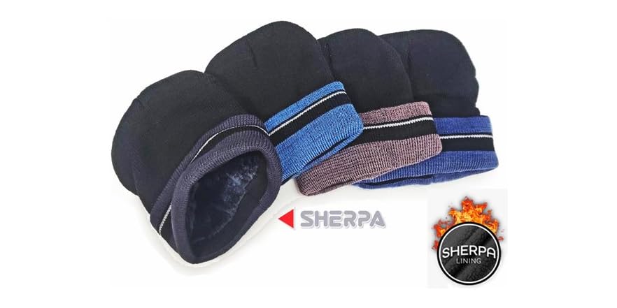 4PK Unisex Sherpa-Lined Beanie
