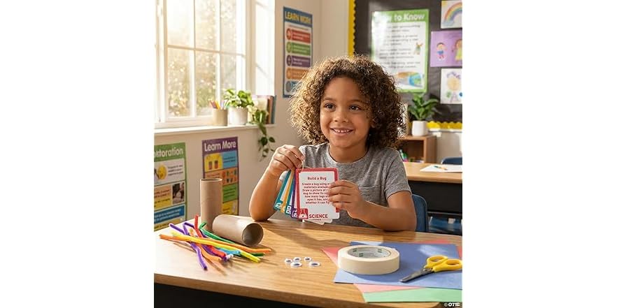 4 1/2" x 5 1/2" Grades K-2 STEM Makerspace Laminated Cardstock Task Cards