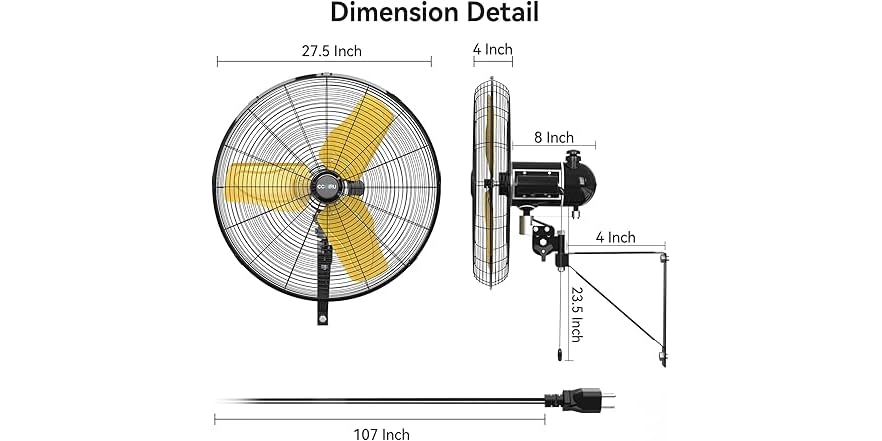 8800 CFM 24" Outdoor Commercial Wall Fan Oscillating, IP44 W (Open Box)