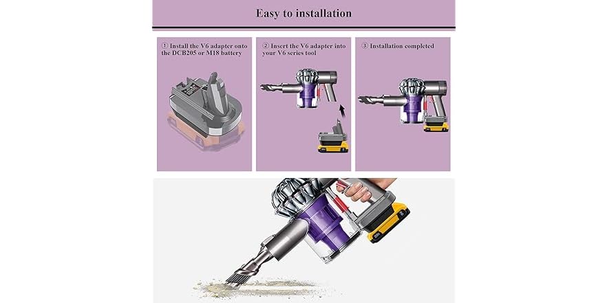 LONG FIT DEWALT 20V/M18 to Dyson V6 Adapter Kit