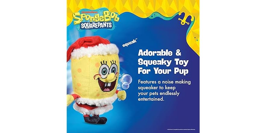 6" Holiday SpongeBob SquarePants Dog Toy