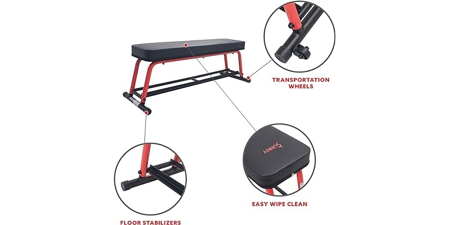 Sunny Health & Fitness Power Zone Strength Flat Bench
