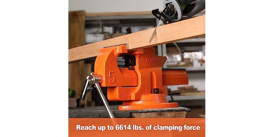 PONY Heavy Duty Bench Vise, 5" Jaw Width