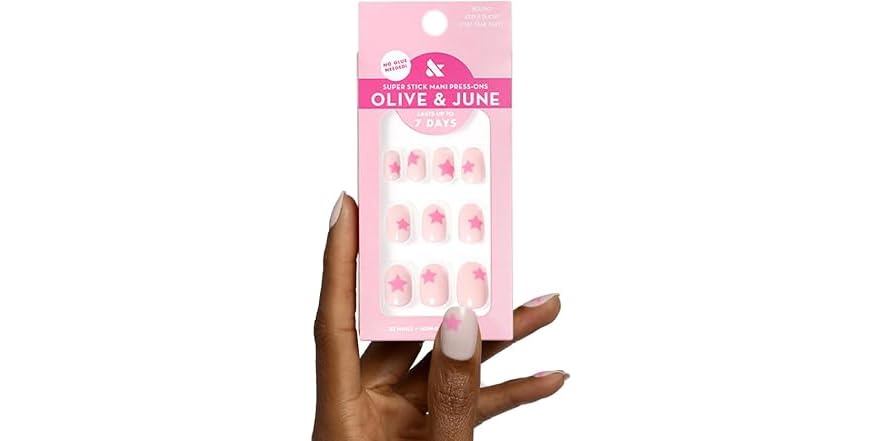 Olive & June Super Stick Mani Press-On Nails Pink Star Party