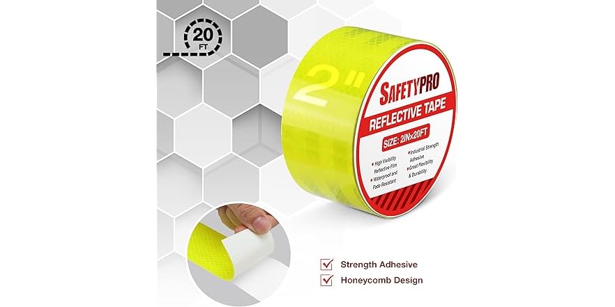 SafetyPro 2 Pack Yellow Reflective Tape (2inx20ft)