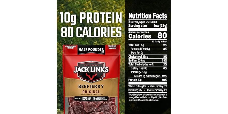 Jack Link's Beef Jerky, Original, 1/2 Pounder Bag