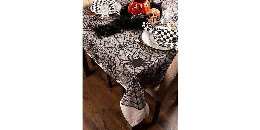 DII Black Lace Overlay Gothic Tablecloth
