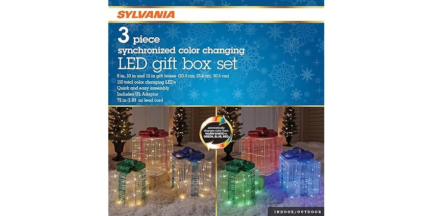 SYLVANIA 3 Piece LED Color Changing Gift Boxes