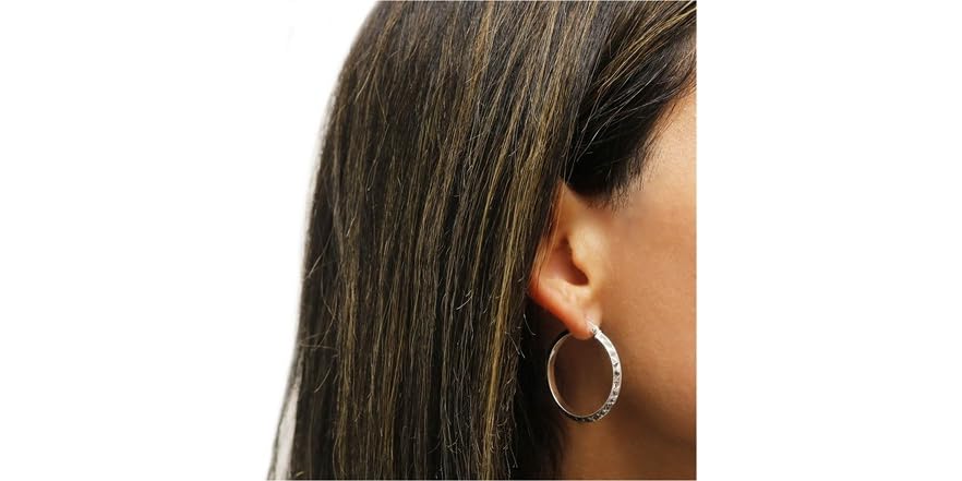 925 Sterling Silver 20MM Etched Hoops